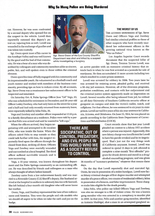 POLICE MAGAZINE Article: Why So Many Police Are Being Murdered – Dr ...