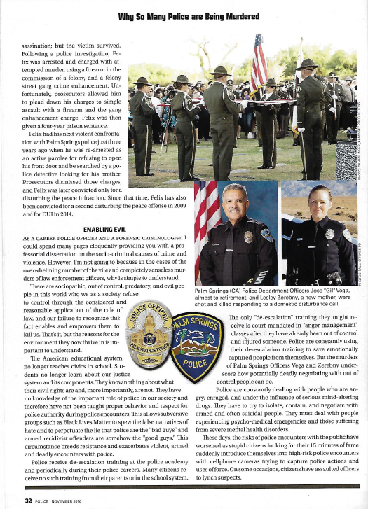 POLICE MAGAZINE Article: Why So Many Police Are Being Murdered – Dr ...